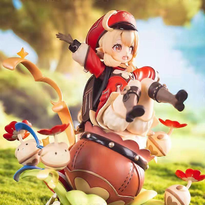 17cm Genshin Impact Klee Hibana Knight Anime Figure 1/7 Scale Paimon ...