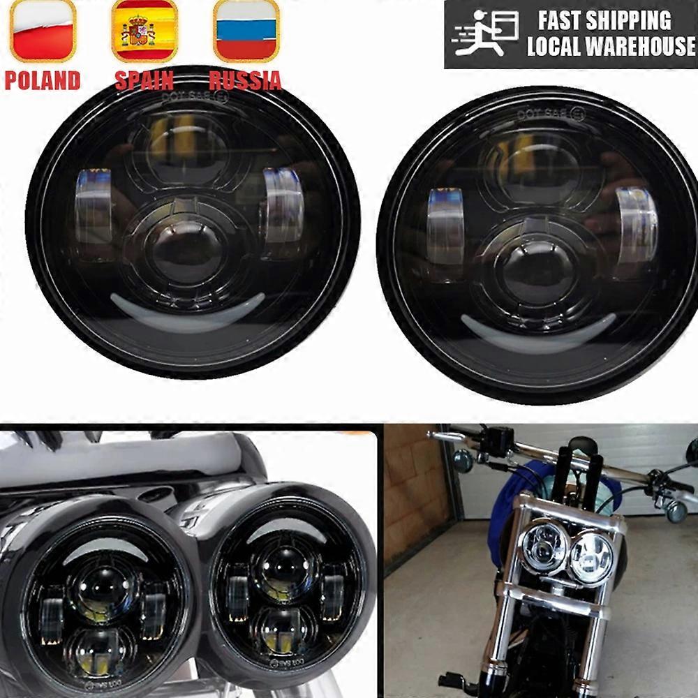 Black/Chrome Motorcycle 4.65inch led headlight for Dyna Fat Bob FXDF ...