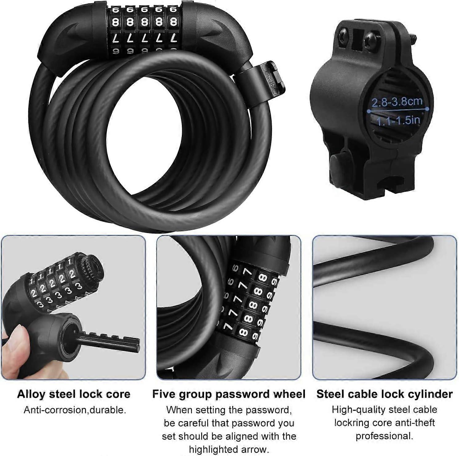 Bike Lock Cable Bicycle Lock - Cycle Lock High Security Combination ...
