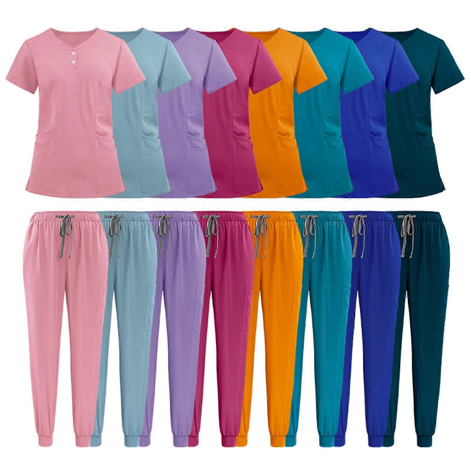 Women Scrub Uniform Set Nurse Work suits for Pet Grooming Beauty Center ...