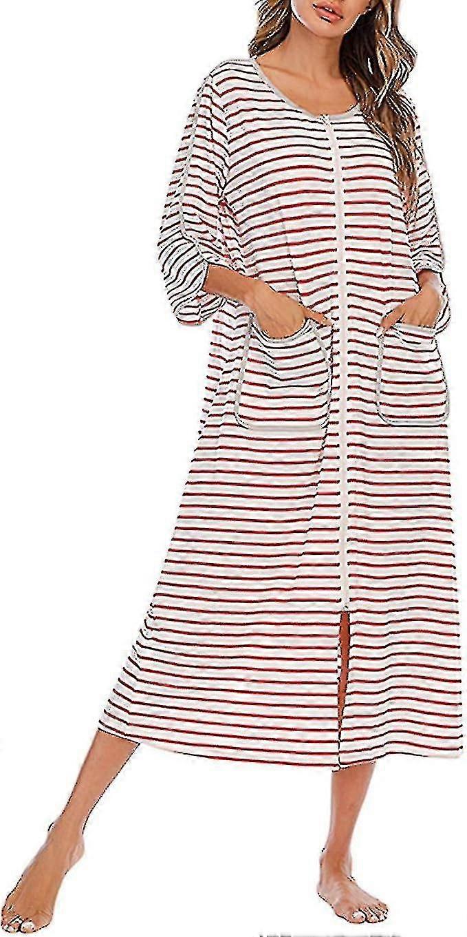 Womens Robes Dressing Gowns,women Zipper Robe Short/long Sleeve ...