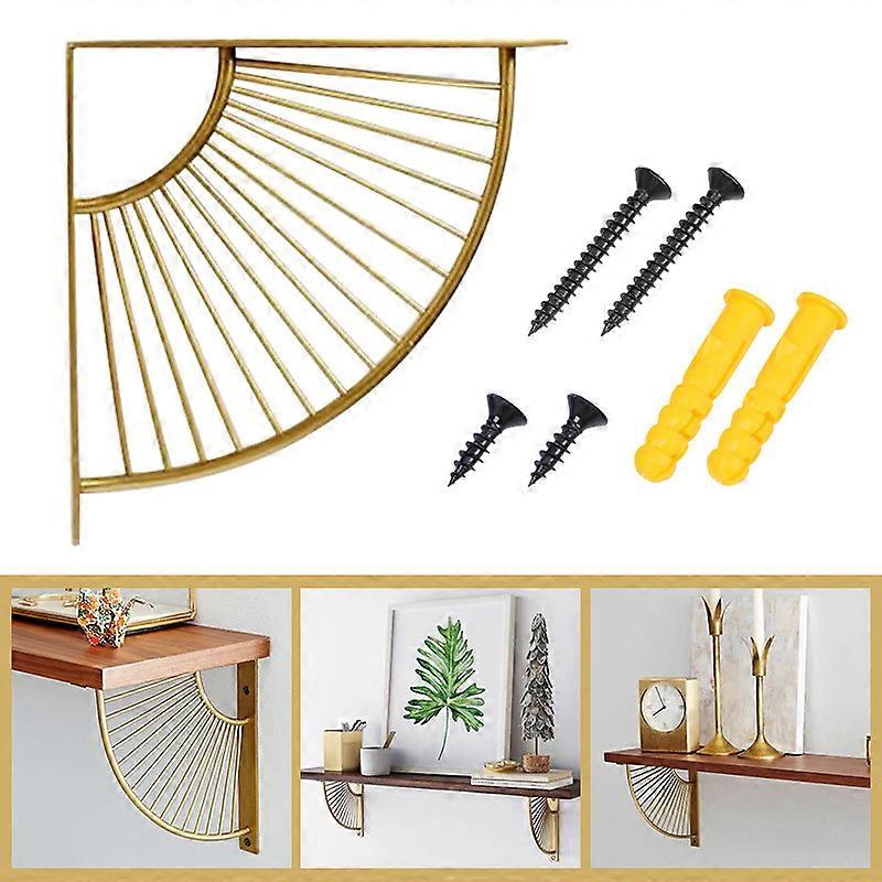 Pack Triangle Shelf Brackets Gold Fan Shape Metal Floating Shelf ...