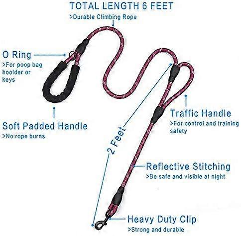 Strong Dog lead 6ft Long with the Padded Handles,Duty,Reflective Double ...