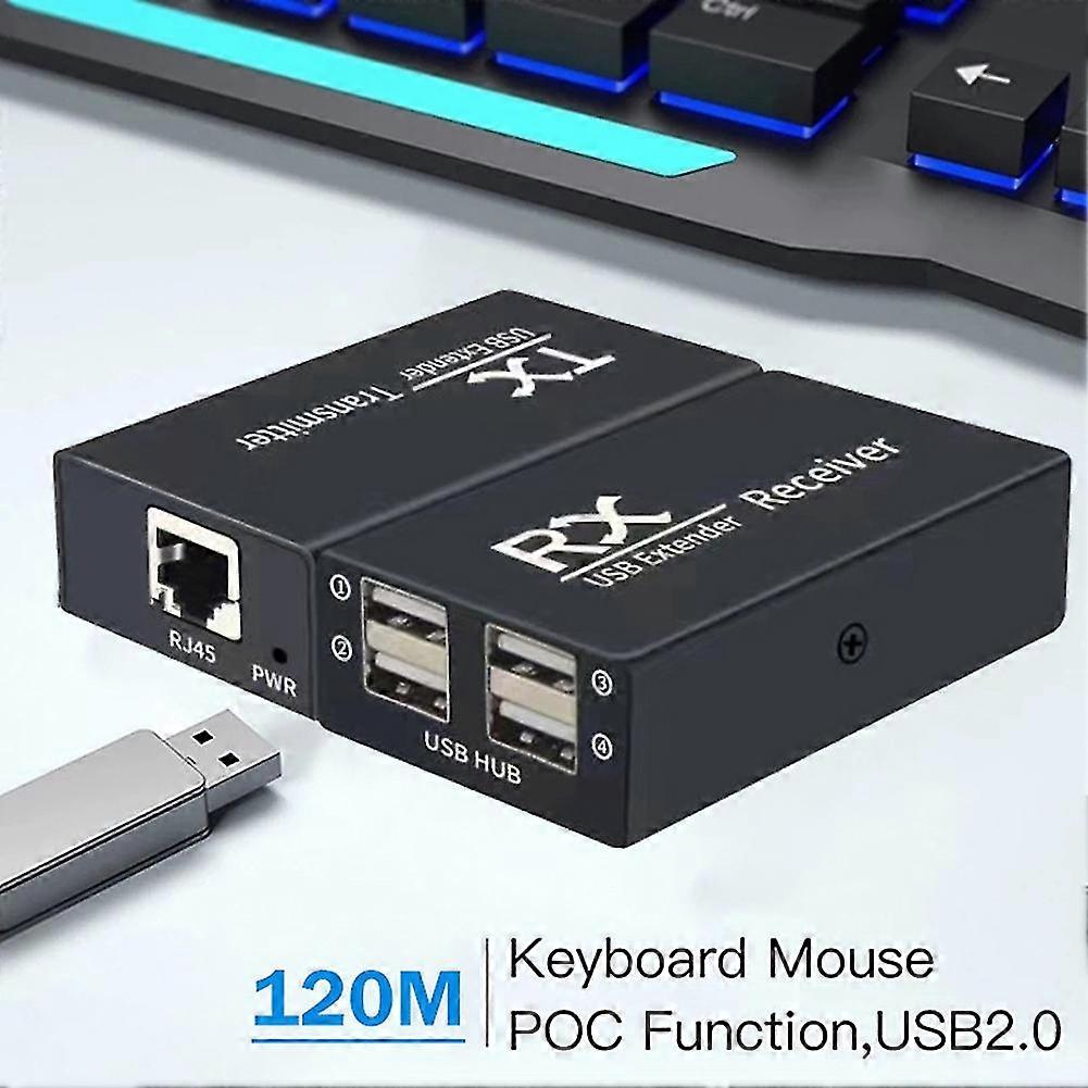 120M USB Extender 4 Port USB2.0 Hub Extender over RJ45 Ethernet USB UTP ...