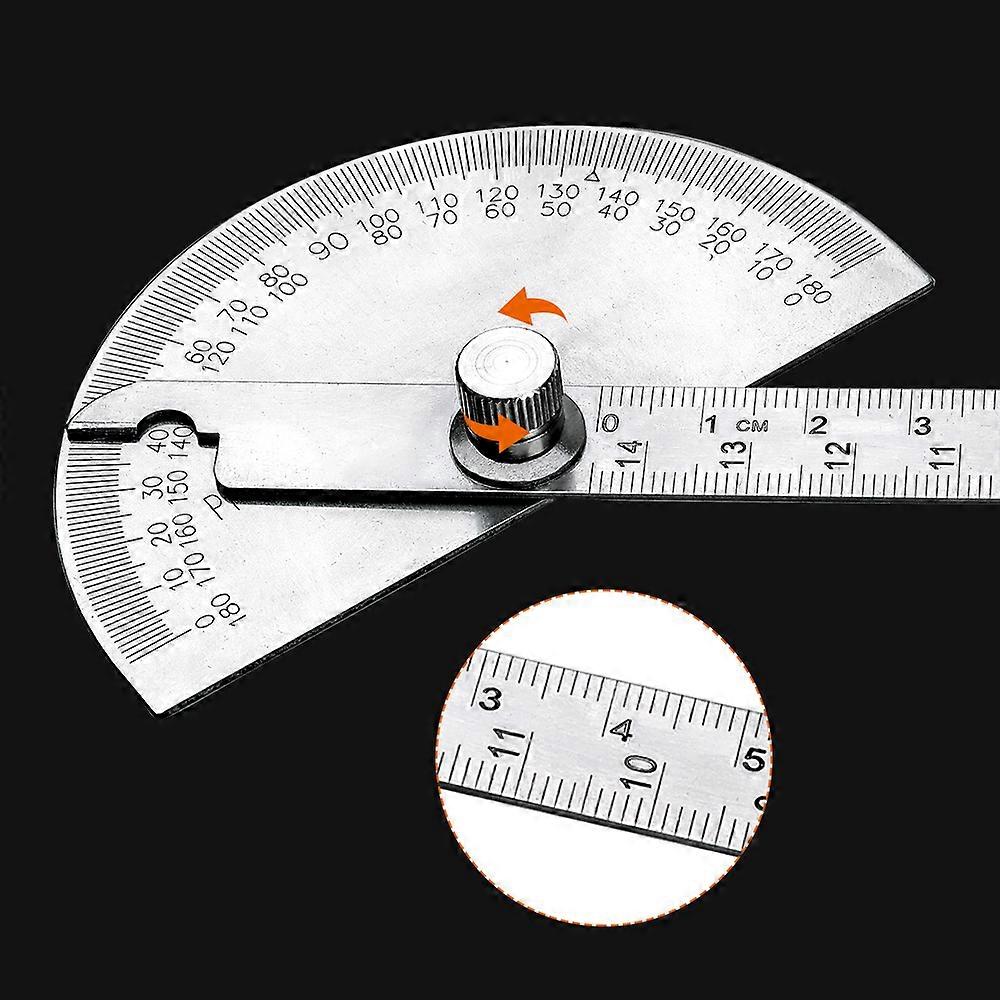 180 Degree Adjustable Protractor Stainless Steel Angle Gauge Round Head ...