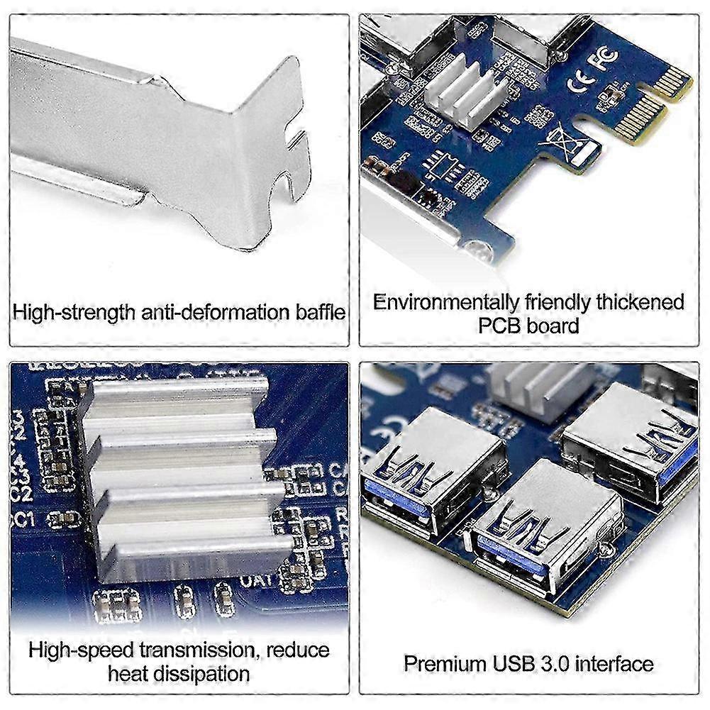 PCIE 1 to 4 Adapter Riser Card, PCIE Splitter 1 to 4 Riser Card, PCIE ...