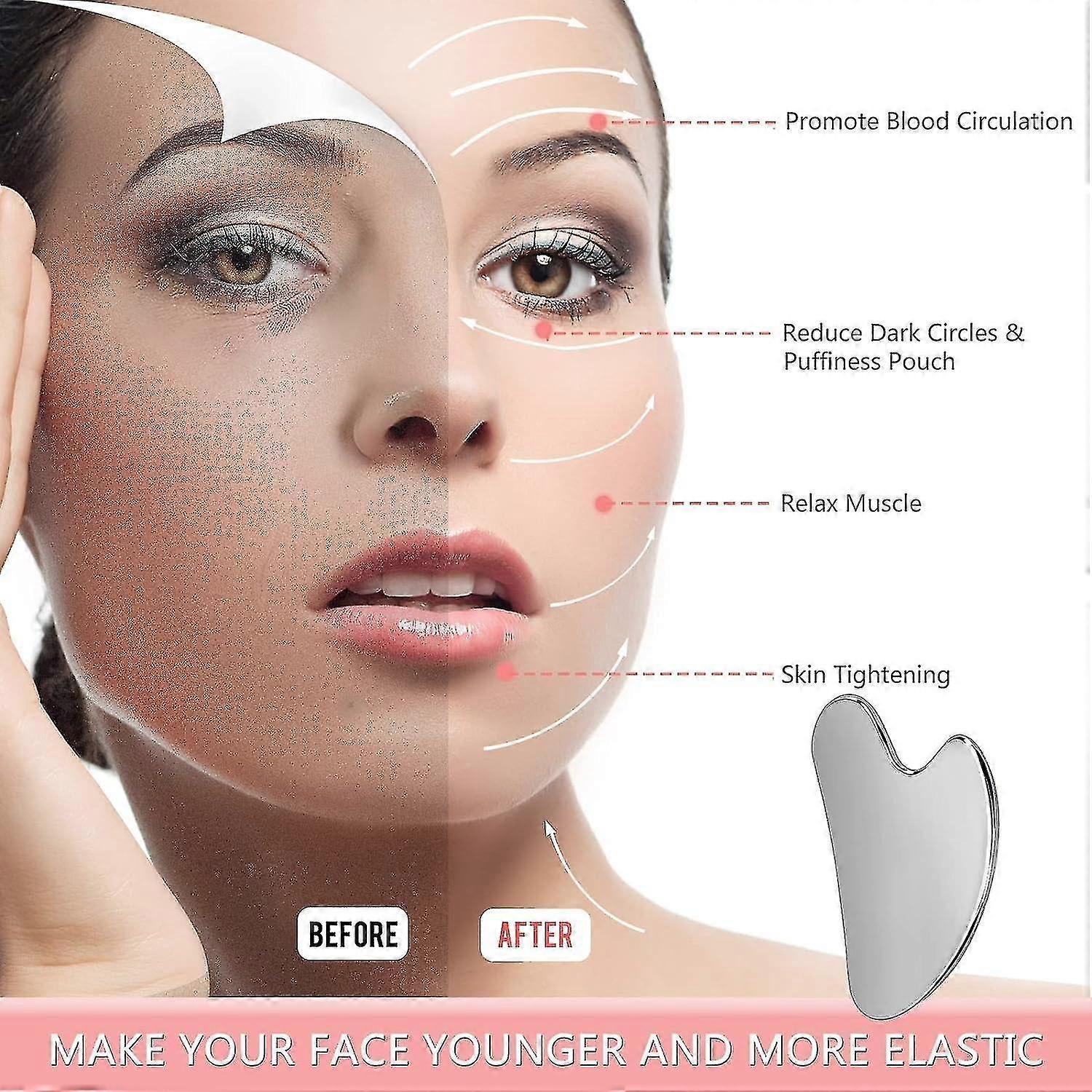 Gua Sha, Premium Stainless Steel Gua Sha Stone, Guasha for Face ...
