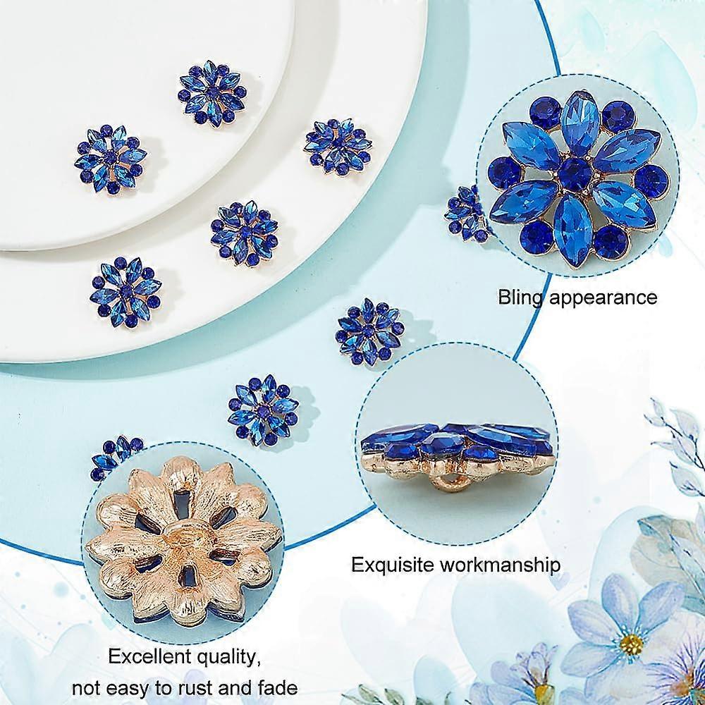 10PCS Rhinestone Shank Buttons Flower Pattern Rhinestone Buttons Alloy ...
