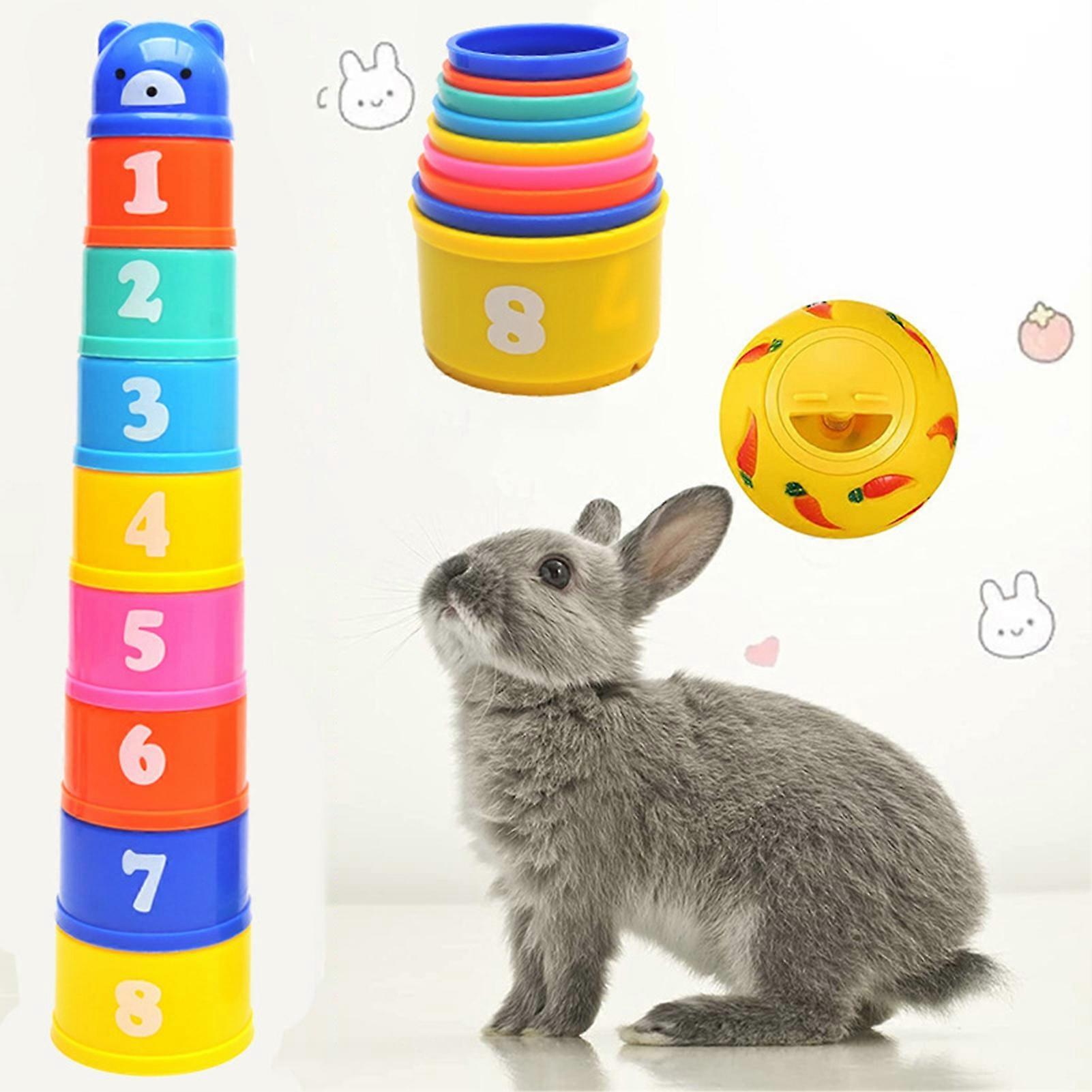 Rabbit Toy Interactive Stacking Cups Bunny Toy Small Rabbit Hiding Food ...