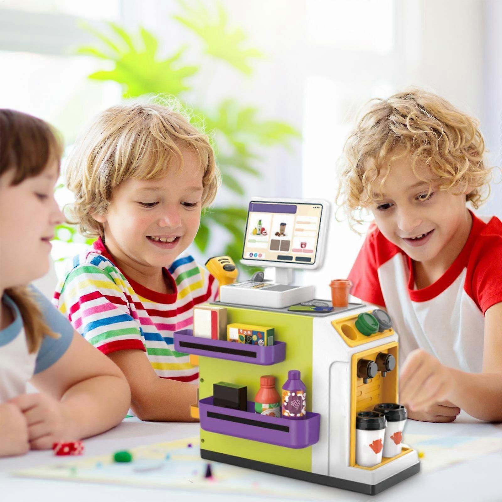 Toys Pretend Grocery Store Counter Kids Supermarket Coffee Maker Toy ...