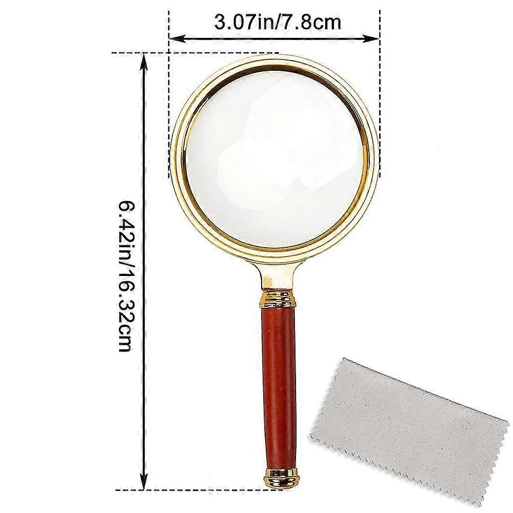 10x Handheld Magnifier Antique Mahogany Handle Magnifier Reading ...