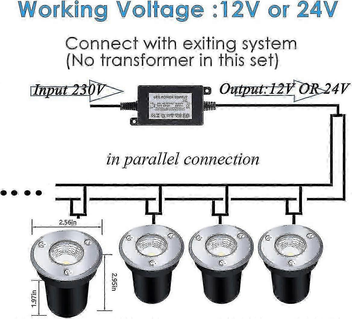 6 Led Recessed Ground Spotlight, 3w Recessed Floor Lamp For Outdoor ...