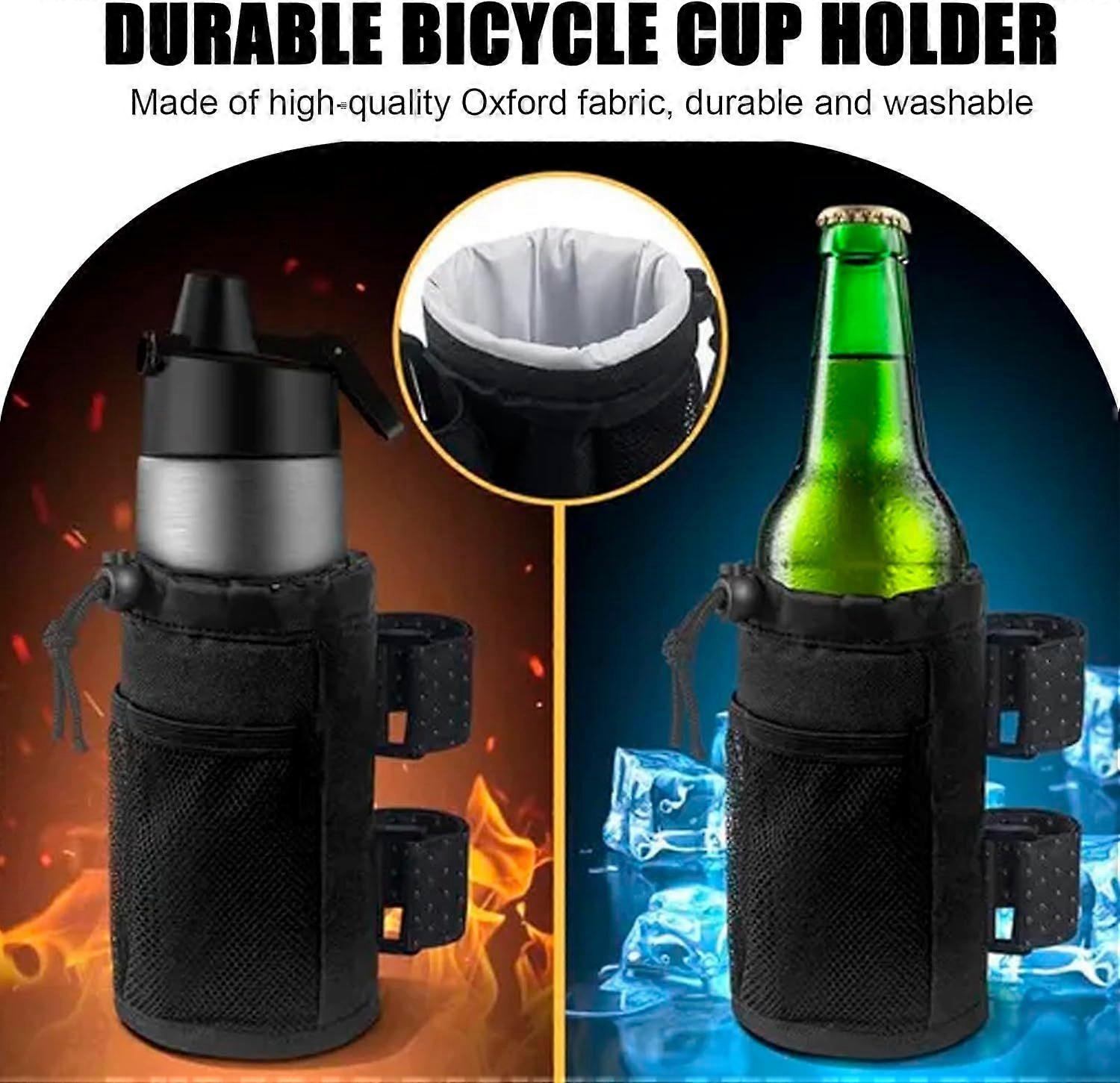 Bike Cup Holder with Mesh Pockets, Drawstring Waterproof Handlebar ...