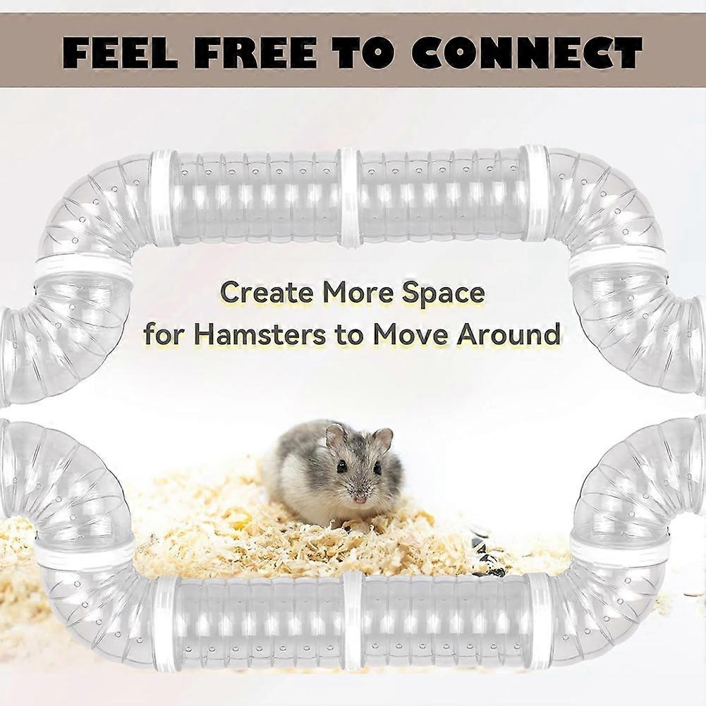 8 PCS Hamster Tunnel Kit,Transparent Curved Pet Cage Tube Set Dwarf ...