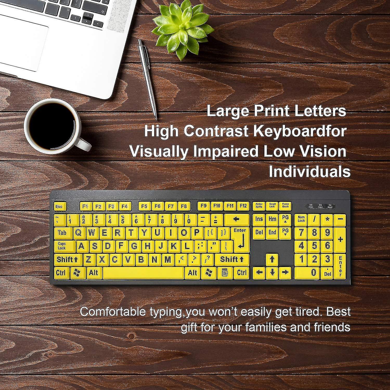 High Contrast Keyboard For Visually Impaired - Large Print Computer ...
