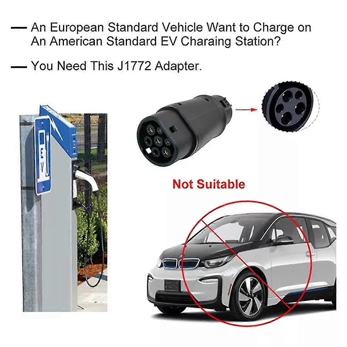 Evse Ev Adaptor 32a J1772 Type 1 To Type 2 Plug Ev Adapter, Electric ...