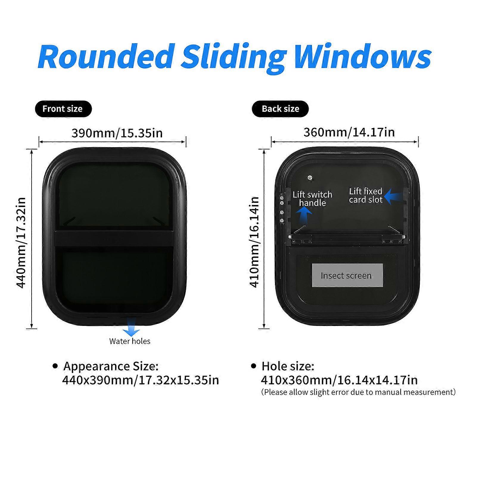 RV Sliding Windows with Screen 440mm H 390mm W Tinted Tempering Glass ...