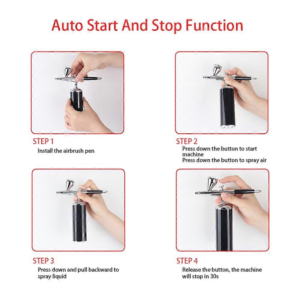 Integrated Mini Cordless Airbrush Barber Makeup Kit Machine System Air ...