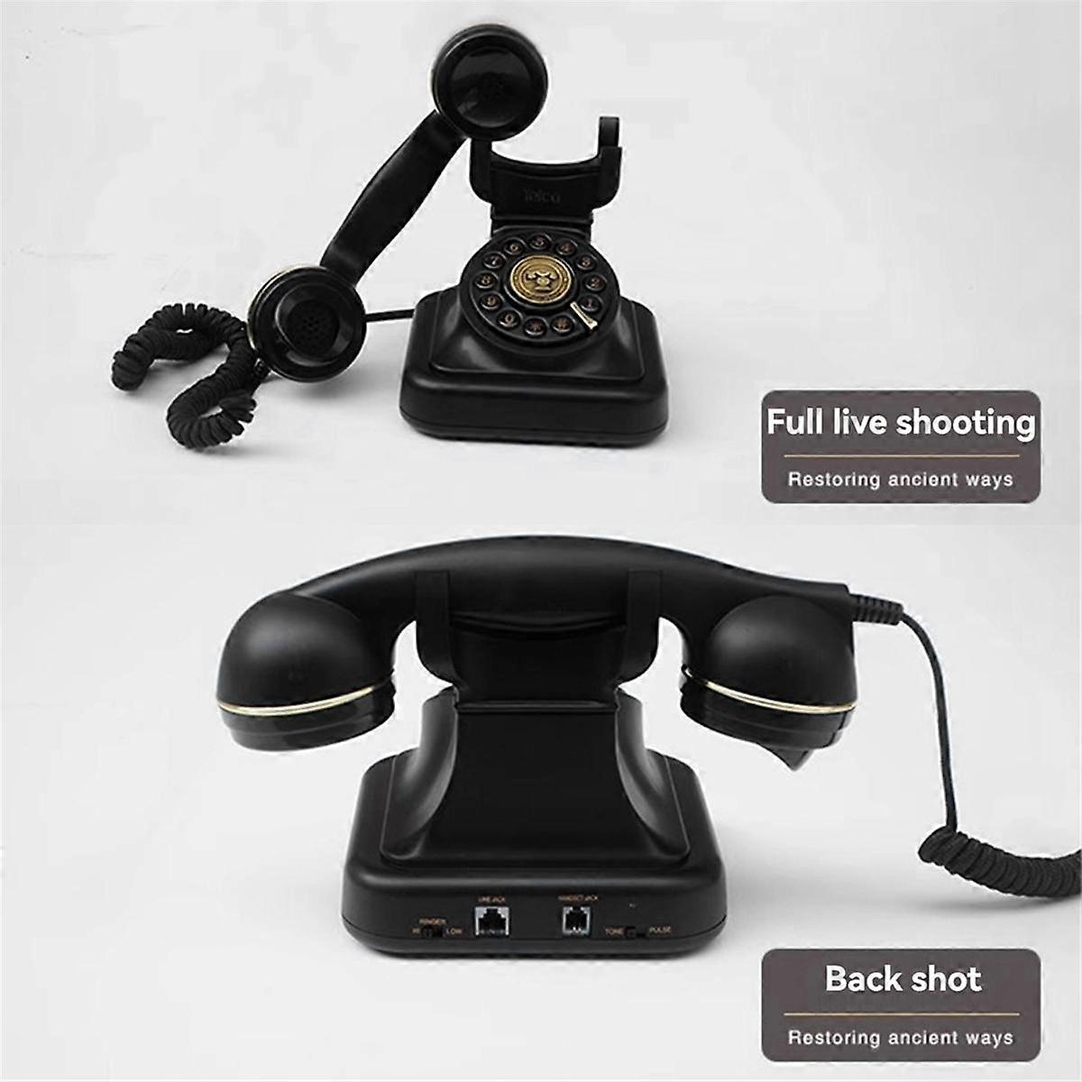 Retro Style Wired Dial Telephone Plug-in Home Fixed Landline Antique ...