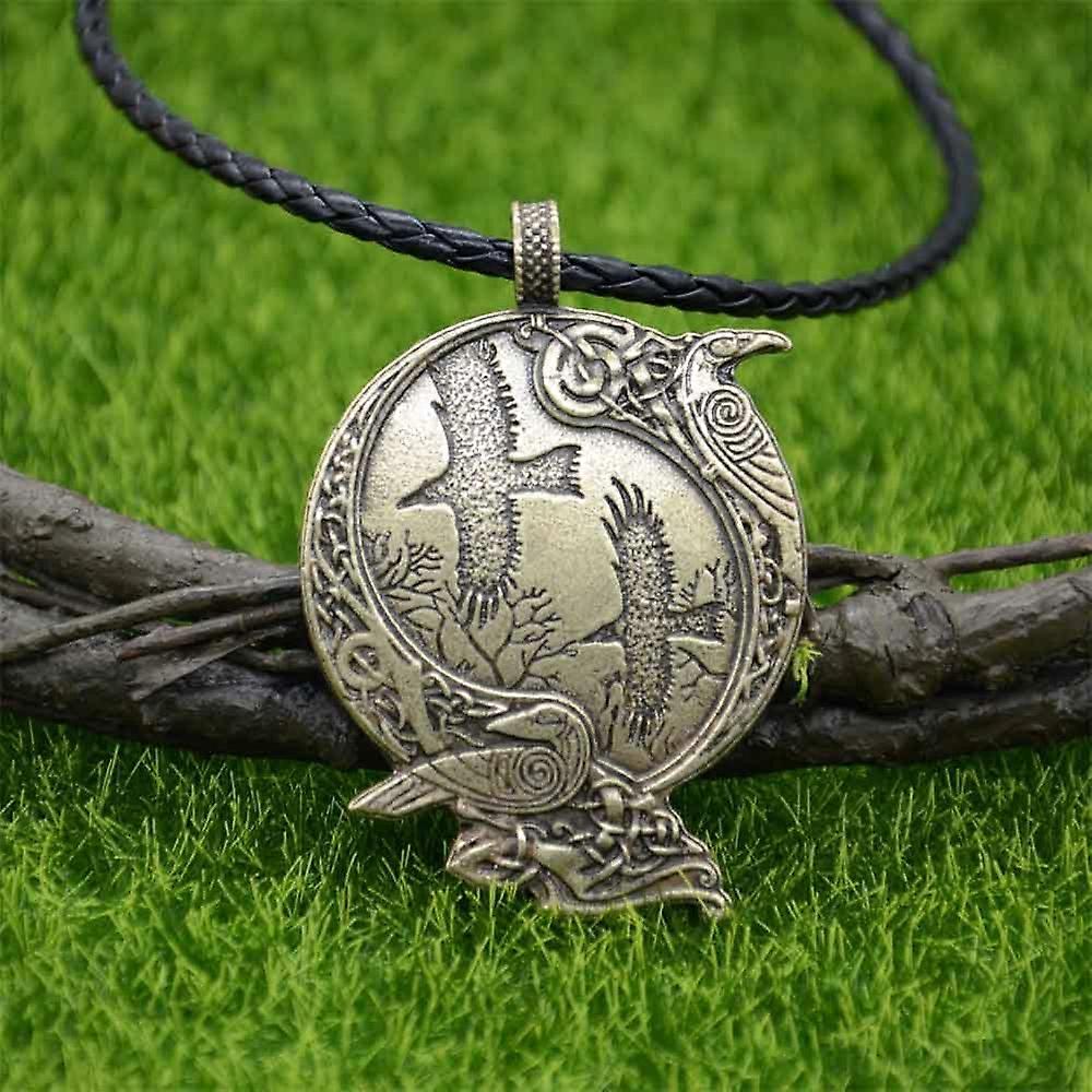Norse Odin Symbol Viking Raven Amulet Runes Algiz Protection Wicca ...