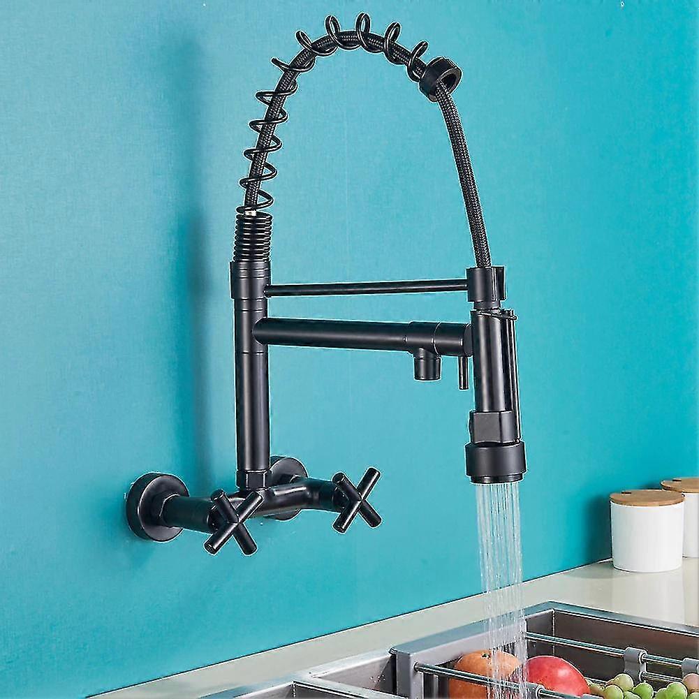 Keukenkraan Dual Handles Warm Koud Water Keuken Mixer Tap Aan de muur ...