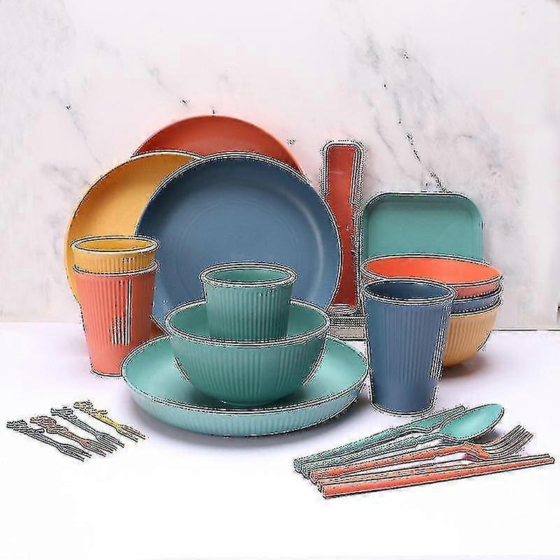 Unbreakable Dinnerware Sets Camping Plates And Bowls Set Plastic Picnic ...
