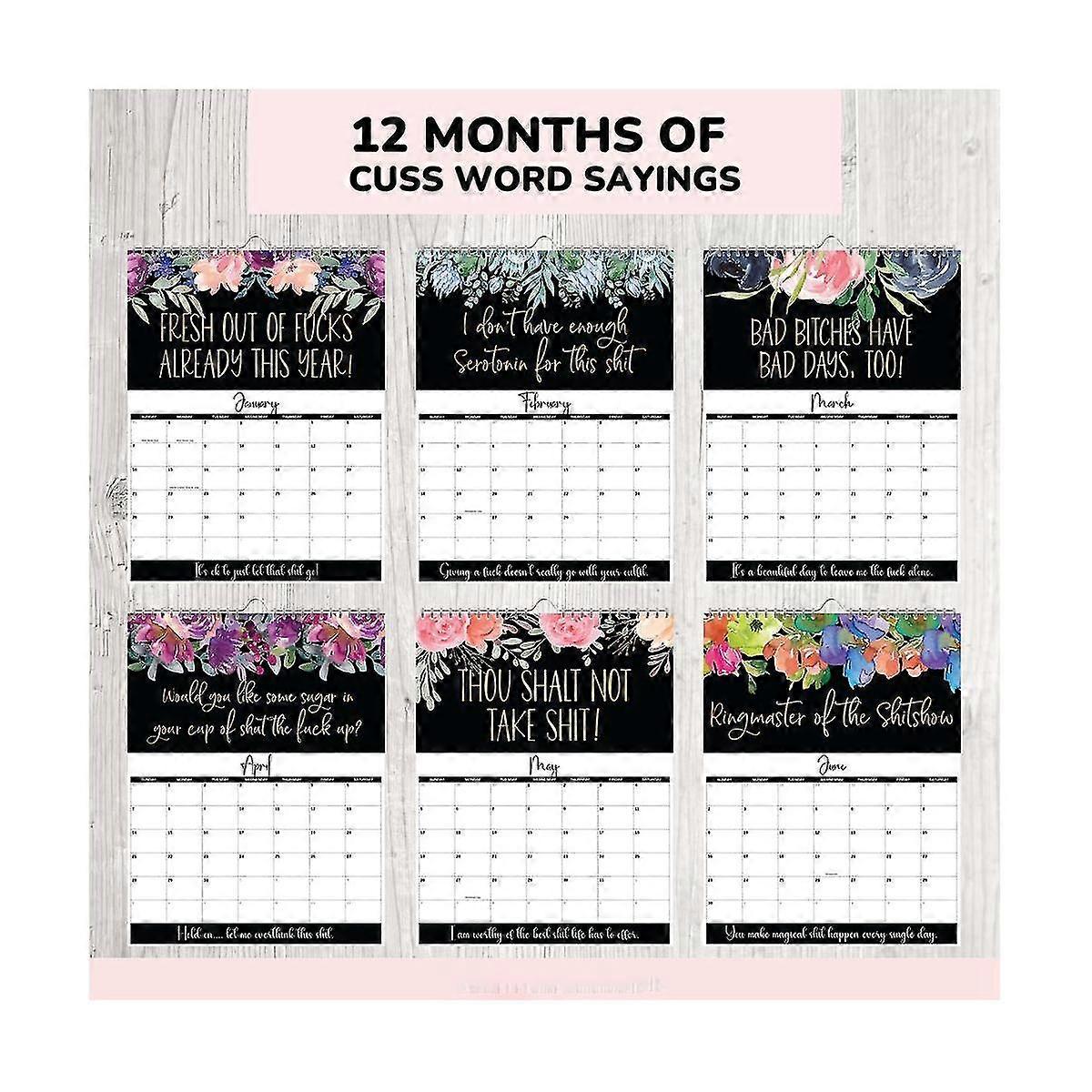 2024 Wall Calendar, Funny Calendar 2024, Swearing Calendar, Physical ...