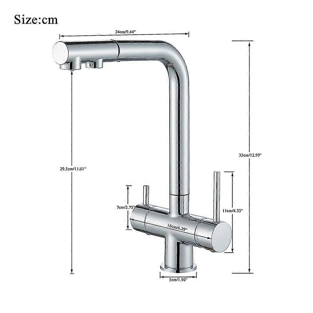 Chrome Brass Pull Out Filtered Kitchen Faucet Dual Handle Hot Cold ...