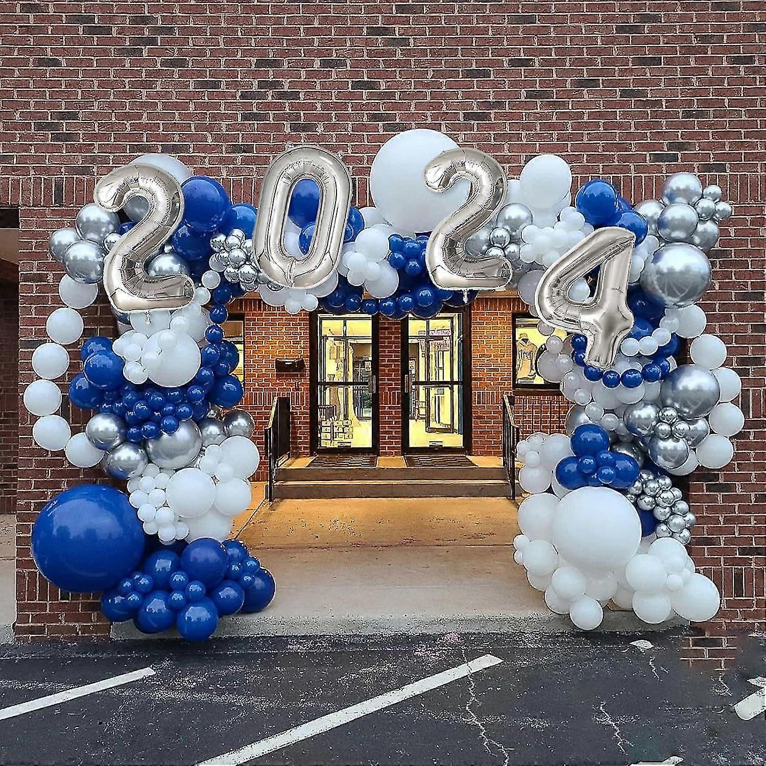Graduation Decorations Class of 2024, Navy Blue & Silver Graduation ...