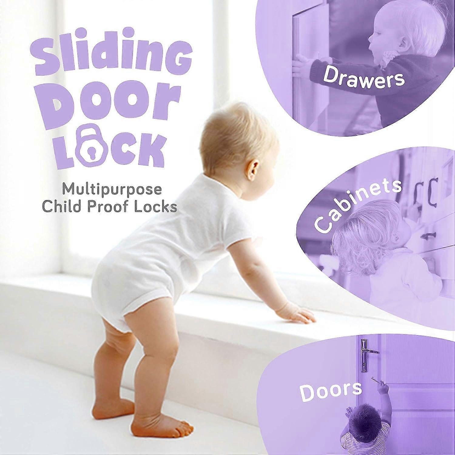Child Safety Locks for Cabinets and Drawers, Sliding Door Lock-Baby ...