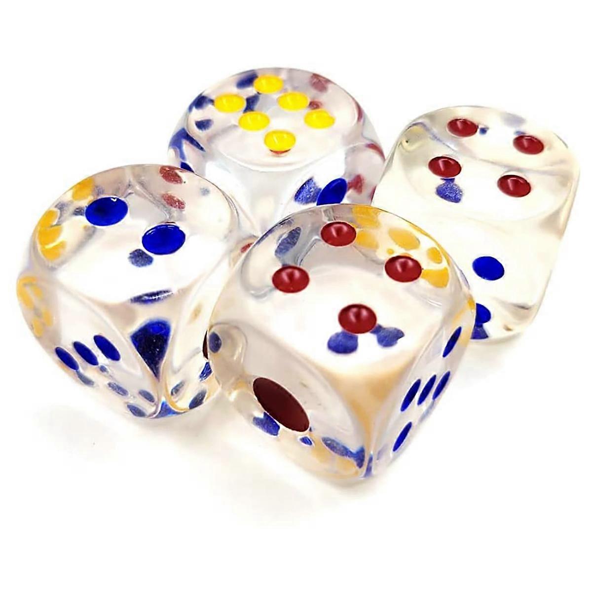 25mm Jumbo Dice with Colored Dots,6-Sided Transparent Dice,Fun Six ...