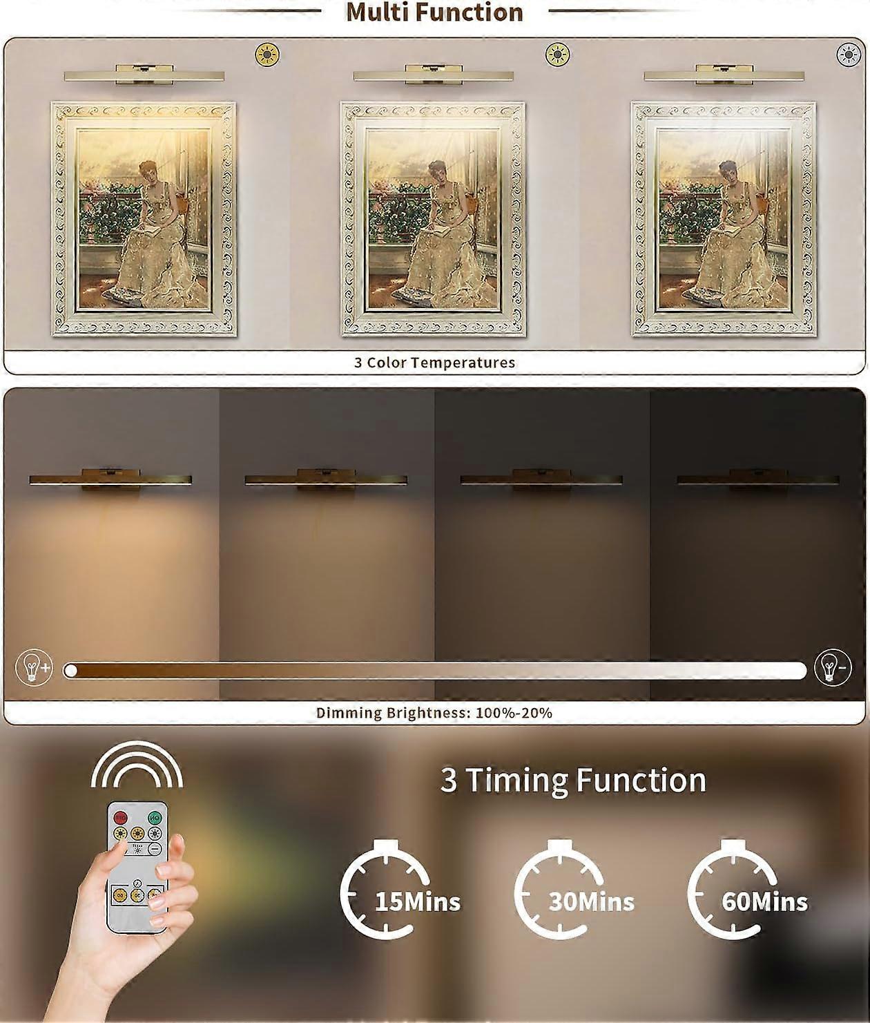 Battery Operated Picture Light Wireless Gallery Light with Remote ...