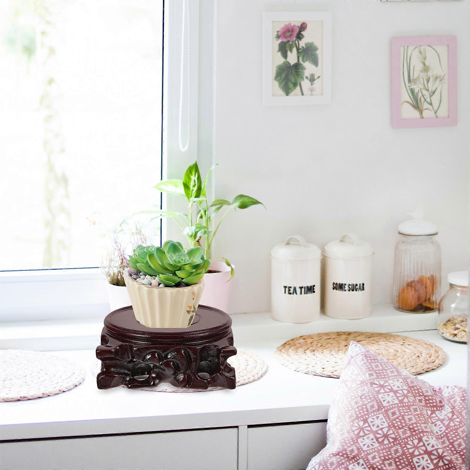 Nature Wood Display Base Carved Wooden Pedestal Buddha Statue Base for ...