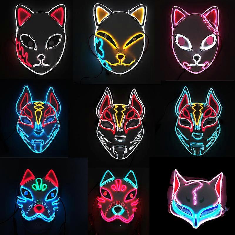 Demon Slayer Glowing EL Wire Mask Kimetsu No Yaiba Characters Cosplay ...