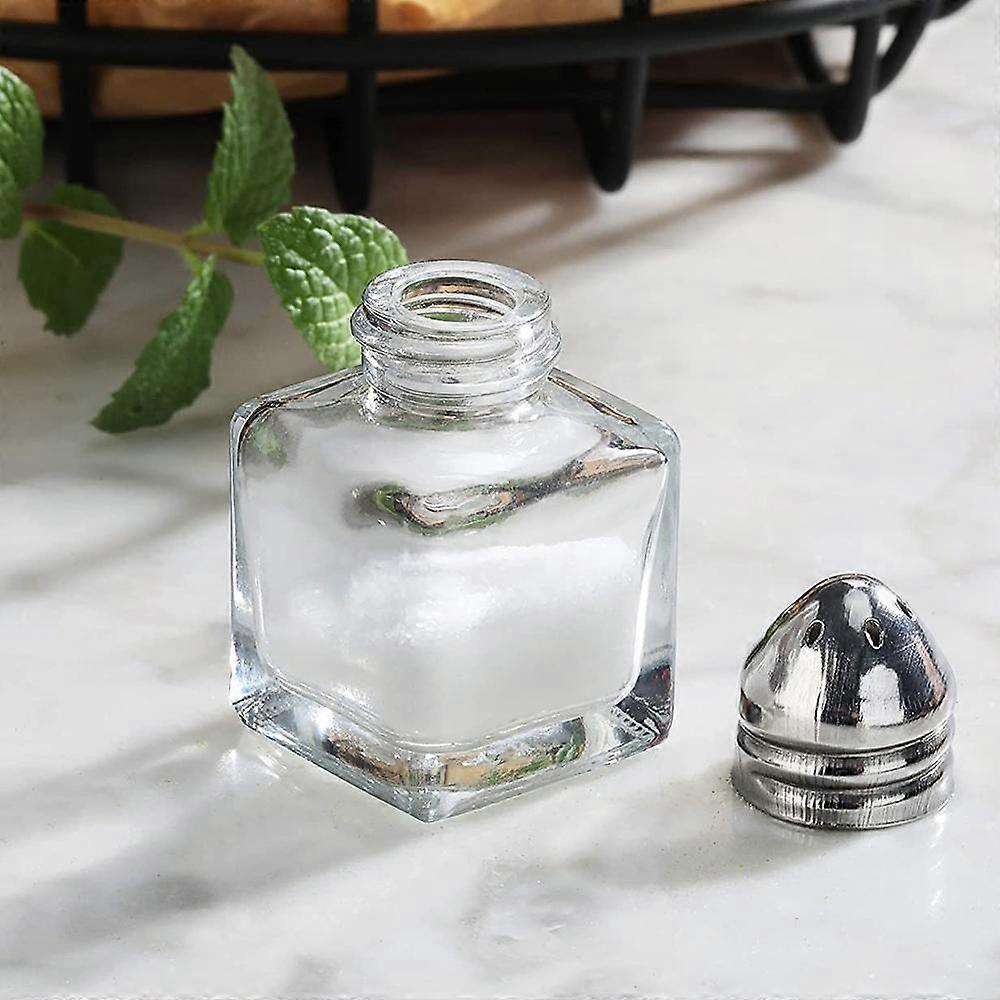 Mini Salt and Pepper Shakers, 0.5 oz / 1/2 oz Glass Cube Body ...
