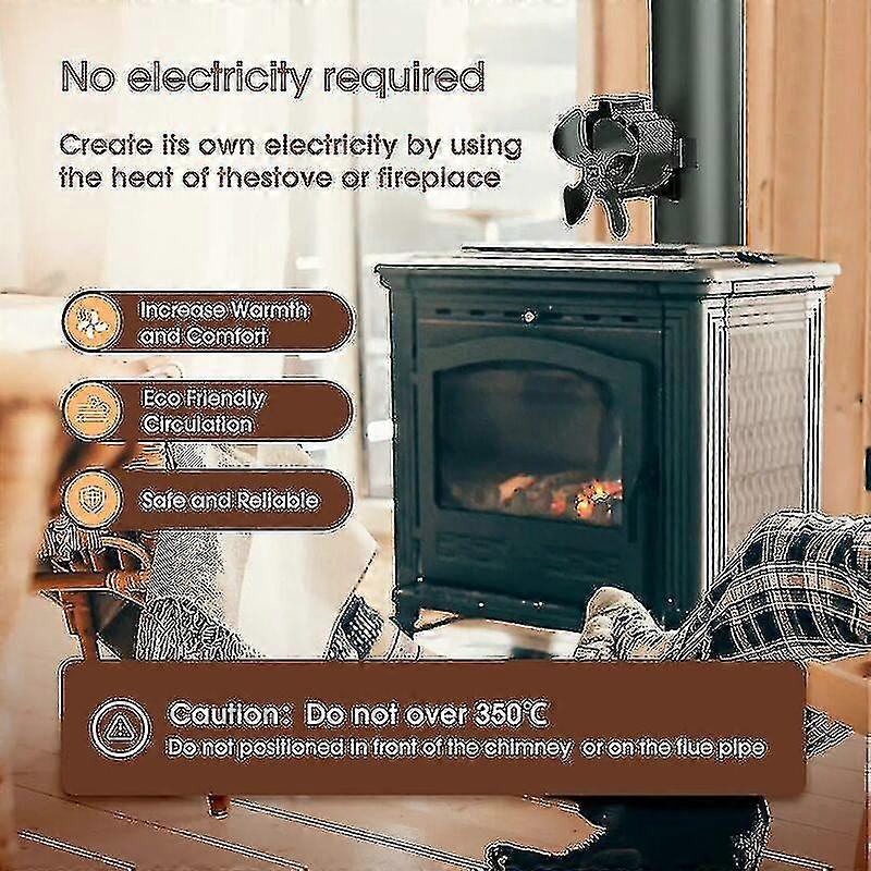 Vedspisfläkt, 4 blad tyst spisfläkt, fast på rör, spisfläkt för öppen ...