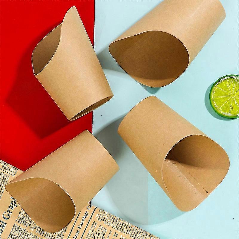 100 Pcs Fried Food French Fries Holder 14oz Disposable Slanted Fries Cups Kraft Paper Cups Fast ...