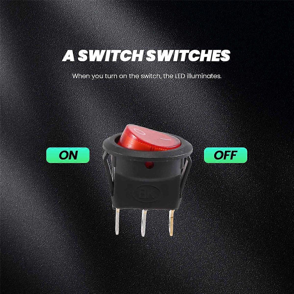 Rocker Switch Bipolar ON OFF Red 3 Pins 220V | Fruugo UK