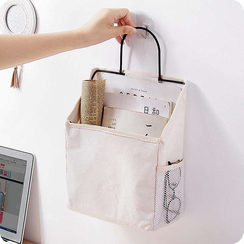 Wall Hanging Storage Bag with Pockets,Foldable Linen Fabric Wall ...