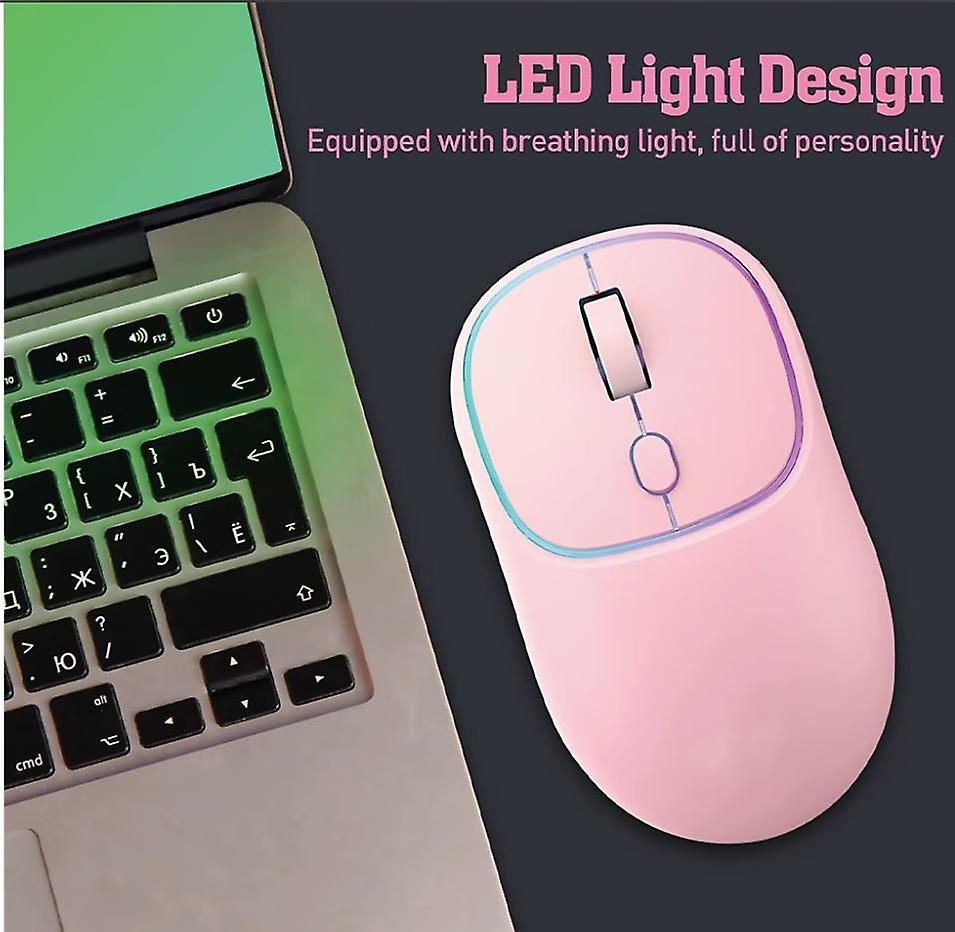 Rechargeable Wireless Mouse, Silent Computer Mouse(pink), 2.4g Stable ...