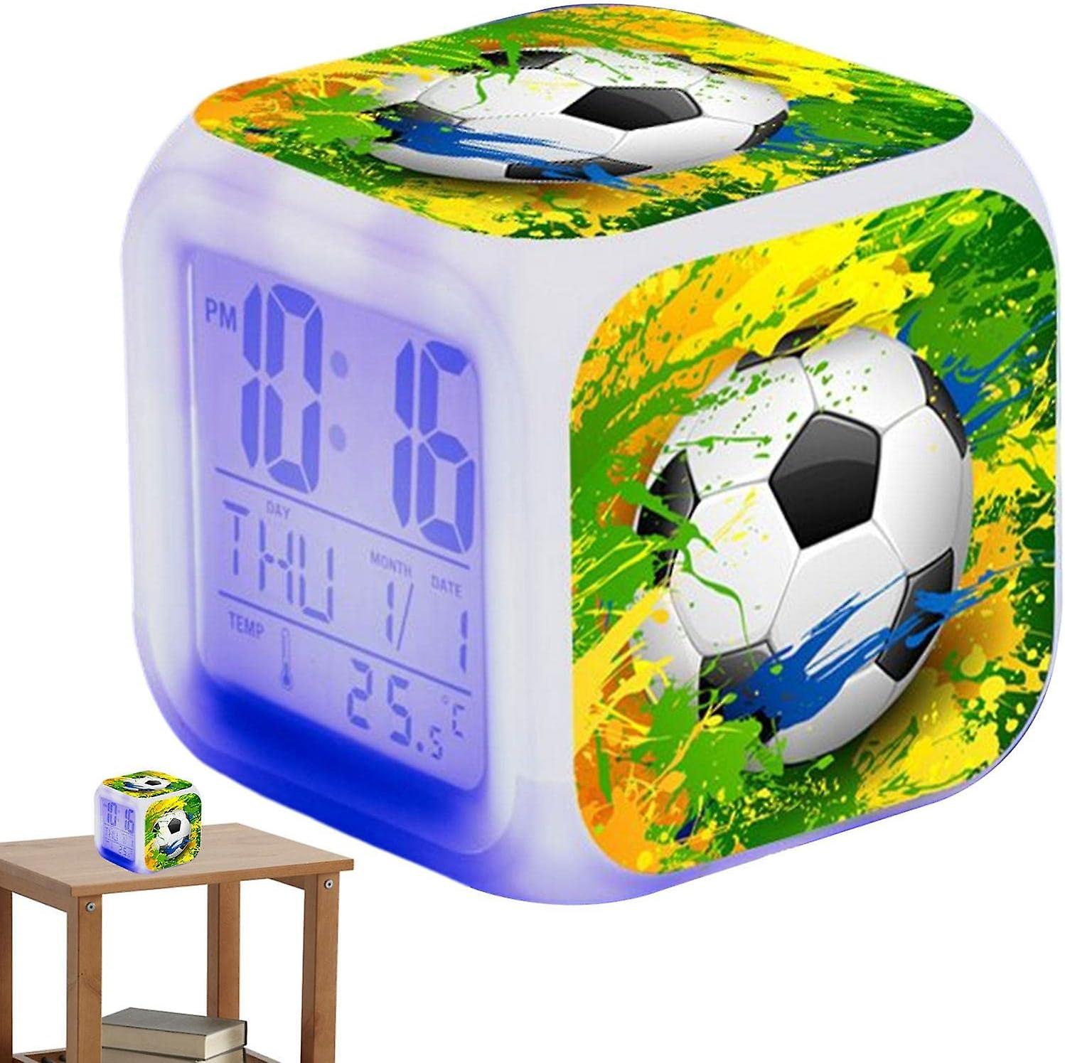Creative Alarm Clock, Football LED Multiple Functional Colorful Color ...