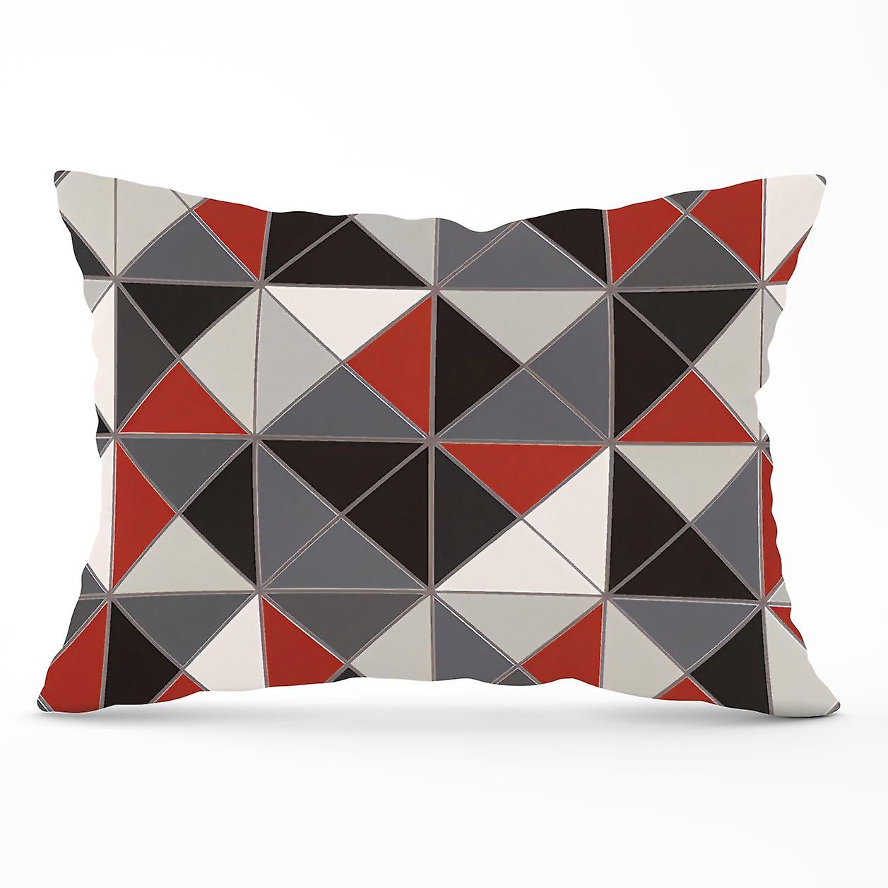 Grey red triangle geometric cushions | Fruugo UK