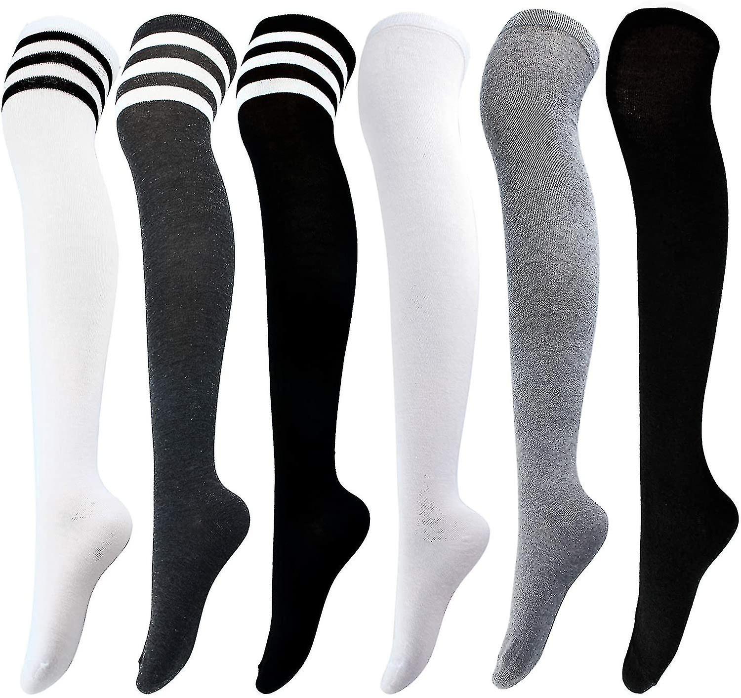 6 Pairs Over Knee Thigh Socks Knee-high Warm Stocking Women Boot Sock ...