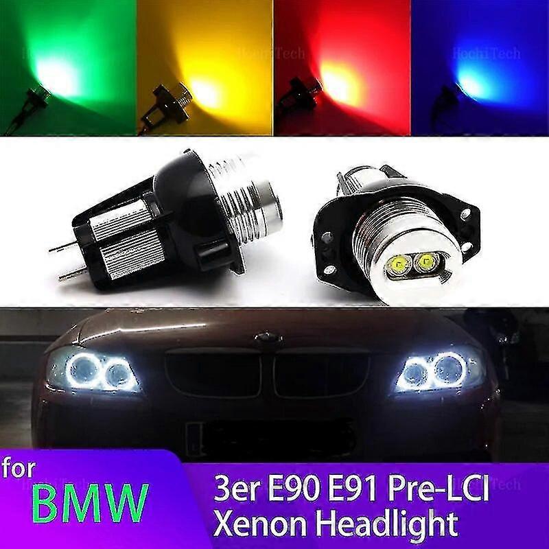 LED Car Angel Eyes Marker Lights Bulbs error free For BMW E90 E91 2005-2008 20W White Red Yellow ...