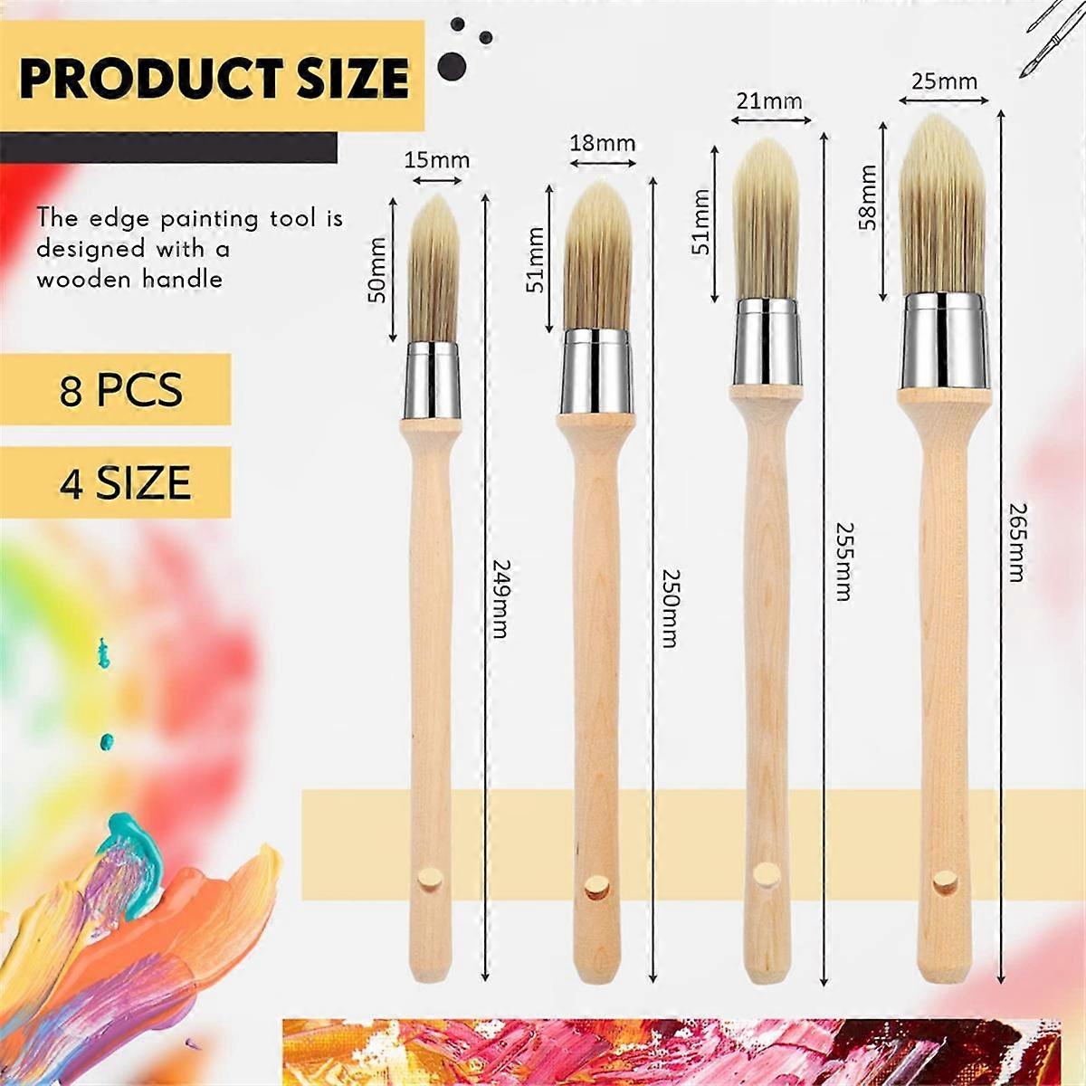 8 Pieces Trim Paint Brush with Wooden Handle Round Edge Painting Tool ...