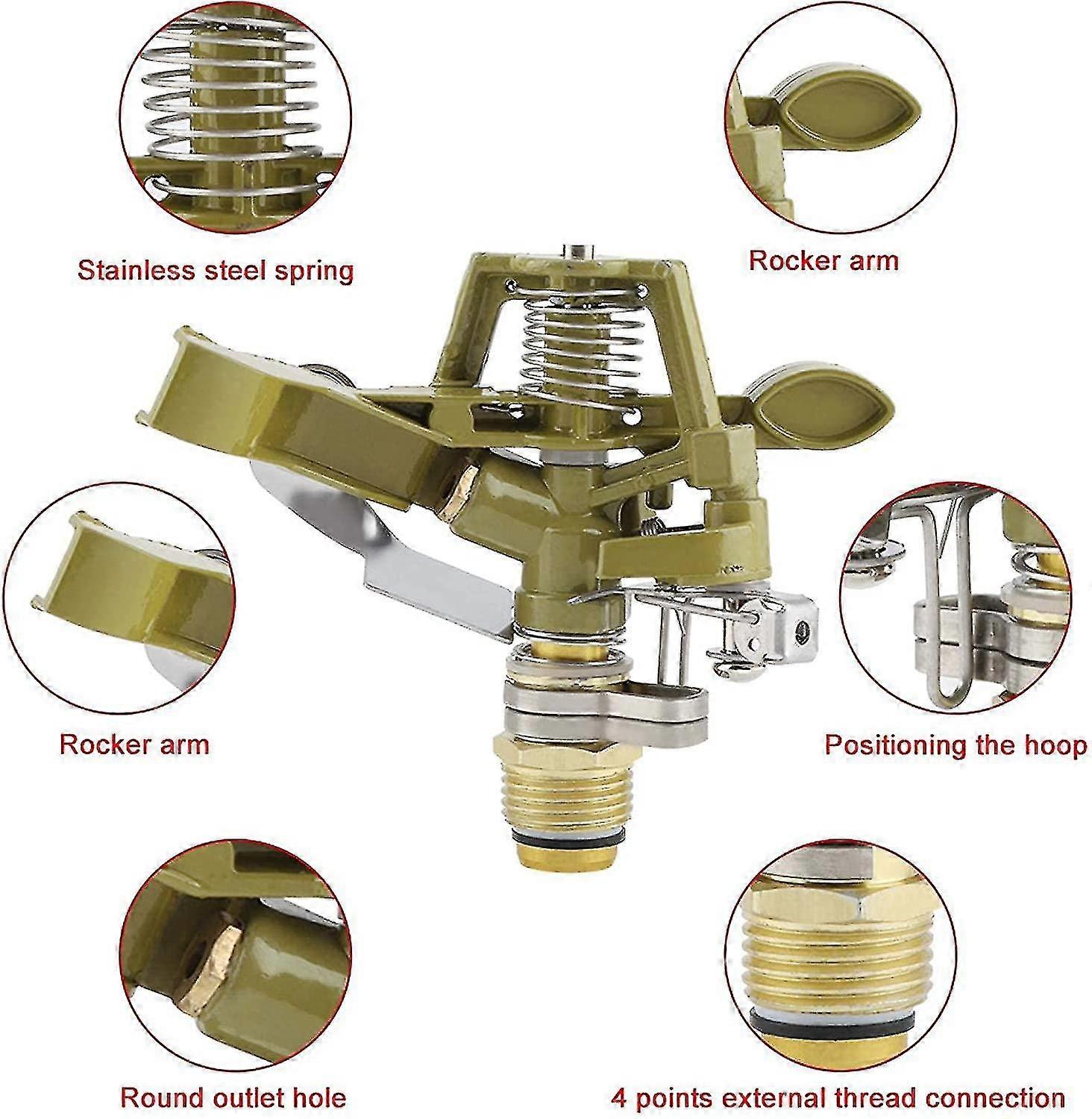 Heavy Duty Sprinkler Head With Nozzles, Brass Impact Sprinkler ...