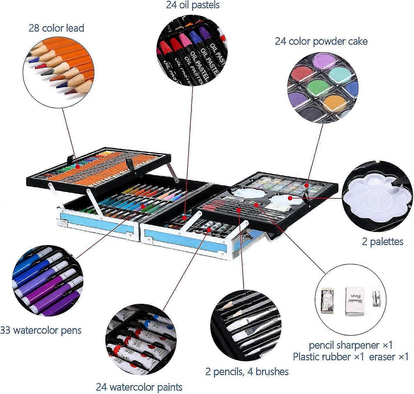 145 Pcs Professional Art Set - Deluxe Art Set Artists Sketching ...