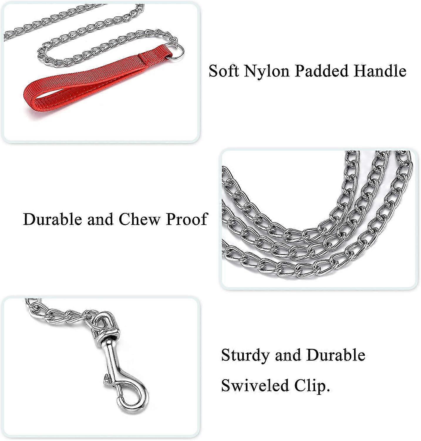 Metal Dog Leash Chew Proof Dog Chain Leash 4ft, 6ft Heavy Duty Sturdy ...