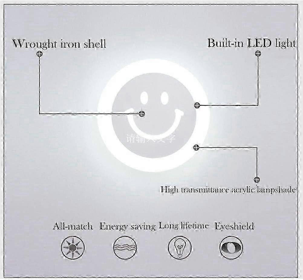 Creative Led Smile Face Wall Lamp Simple Children Cartoon Bed Room ...