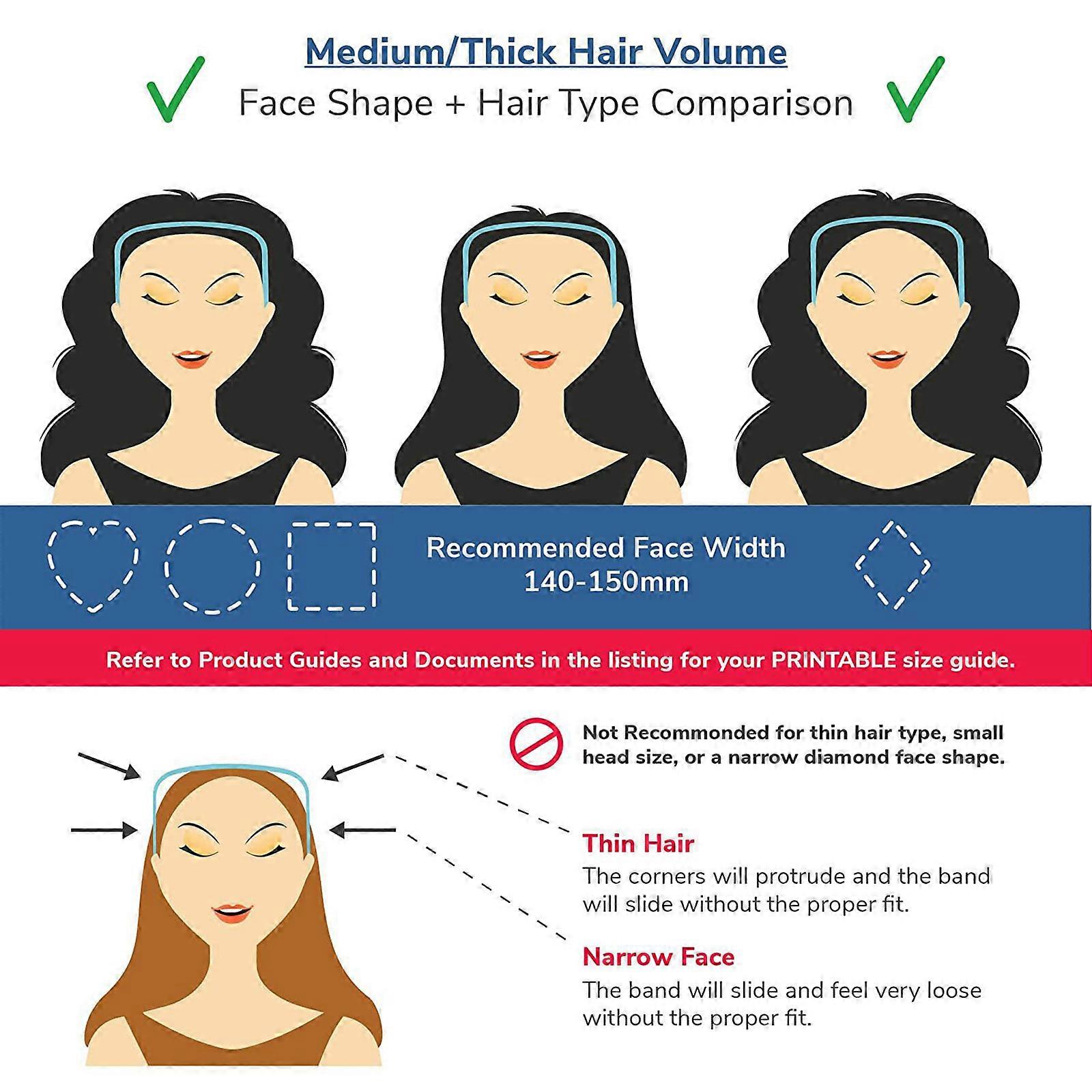 2pcs Curly Thick Hair Medium Headband, Invisible Hair Hoop,100% New ...